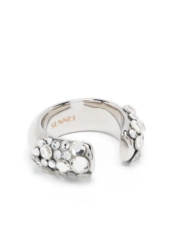 Sunnei Rhinestone-embellished Open-design Ring - Silver