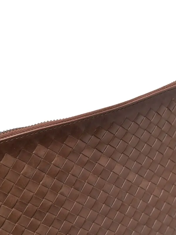 Dragon Diffusion Woven Leather Clutch - Brown