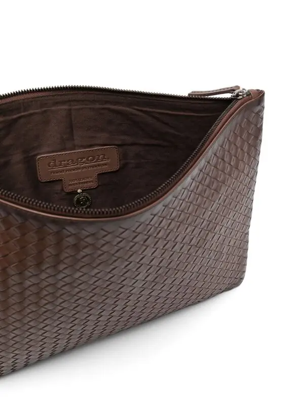Dragon Diffusion Woven Leather Clutch - Brown