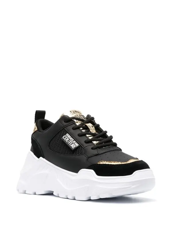 Versace Metallic-finish Leather Sneakers