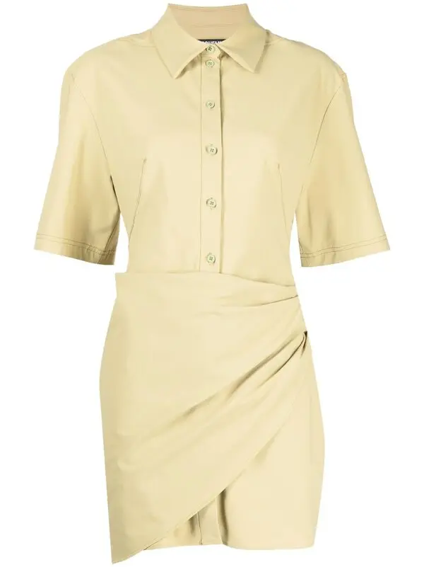 Jacquemus Gathered-detail Shirt Dress - Brown