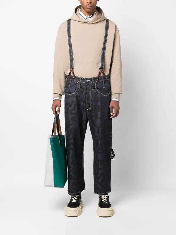 Junya Watanabe Straight-leg Abstract-print Trousers
