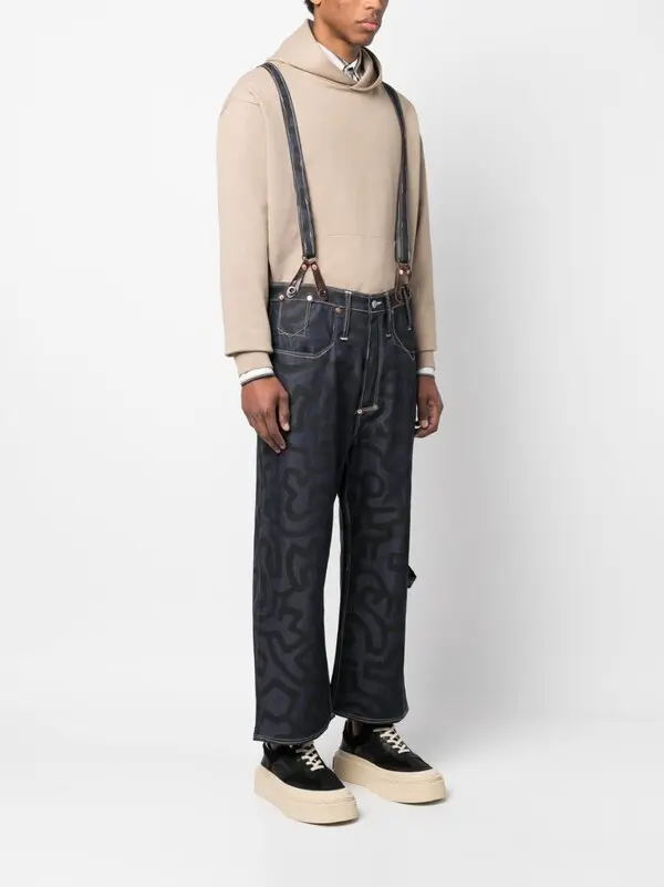 Junya Watanabe Straight-leg Abstract-print Trousers