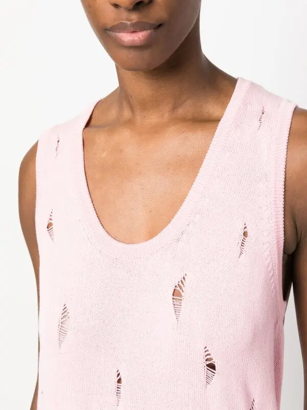 BARROW Distressed-effect Sleeveless Top