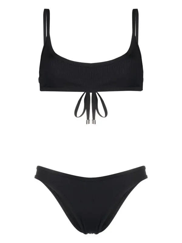 Attico Fine-ribbed Bikini Set - Black