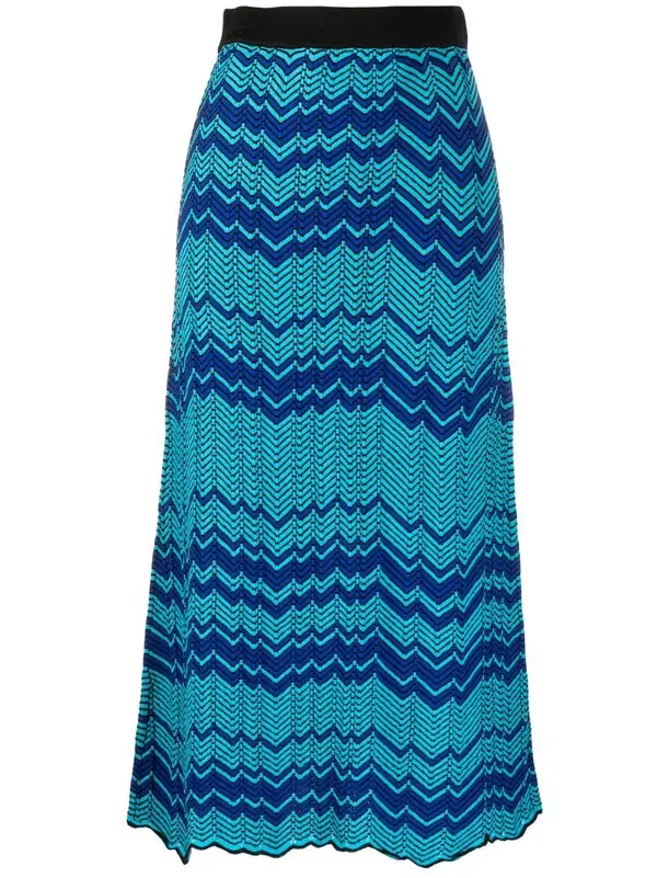WALES BONNER Palm Zigzag Pattern Midi Skirt