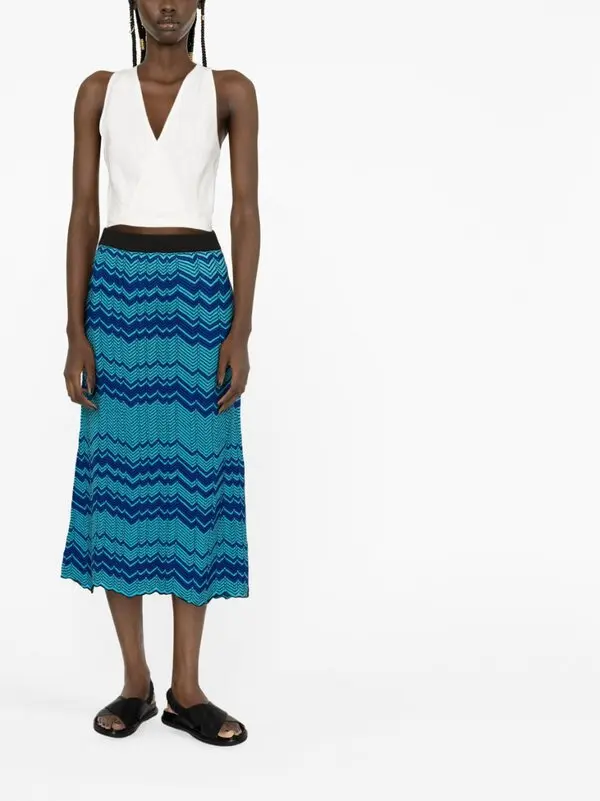 WALES BONNER Palm Zigzag Pattern Midi Skirt