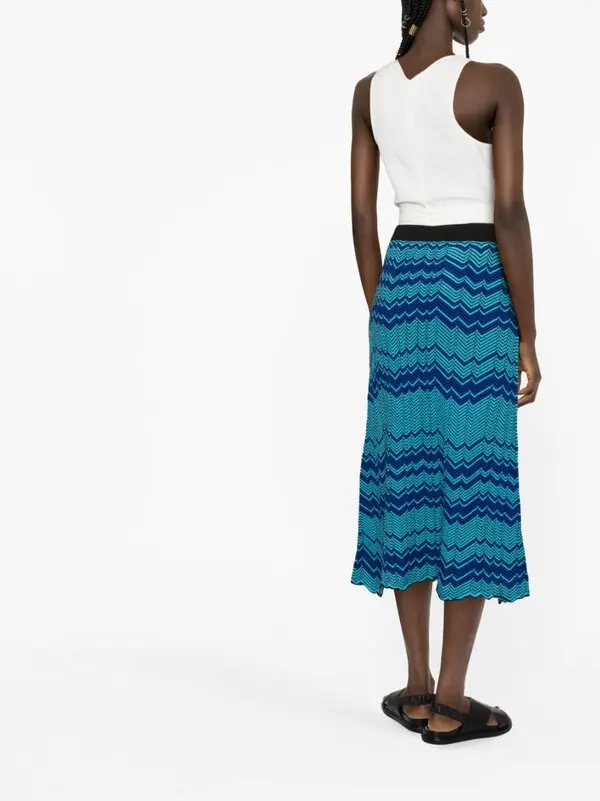 WALES BONNER Palm Zigzag Pattern Midi Skirt