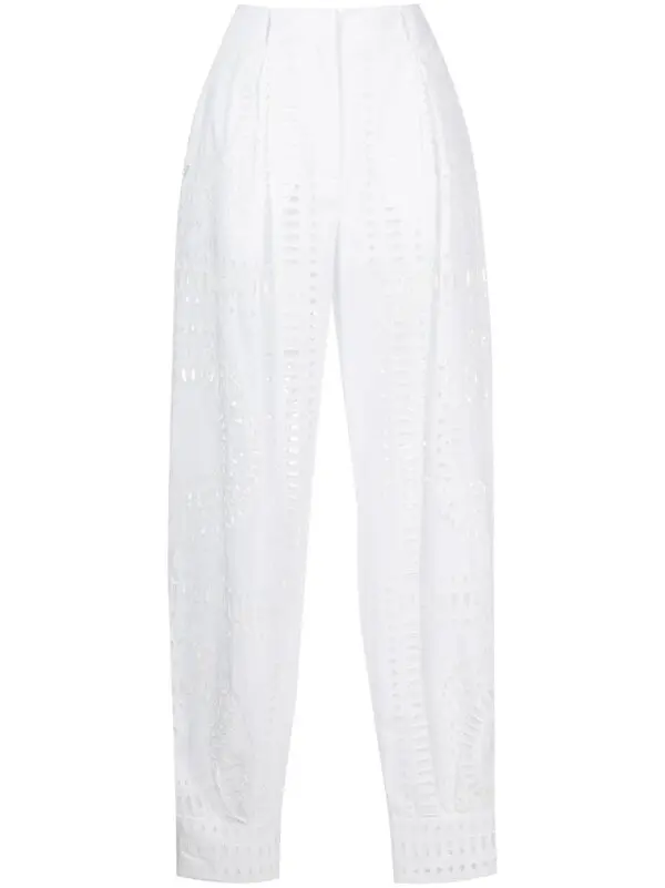 Alberta Ferretti Cutout High-waisted Trousers - White