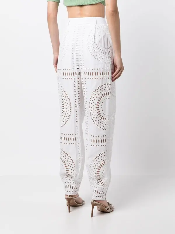 Alberta Ferretti Cutout High-waisted Trousers - White