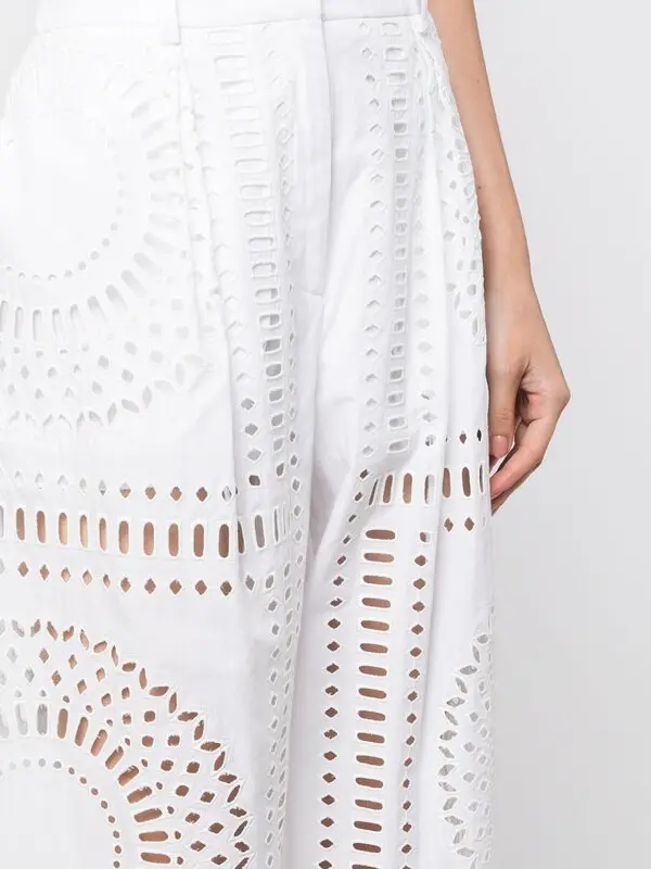 Alberta Ferretti Cutout High-waisted Trousers - White