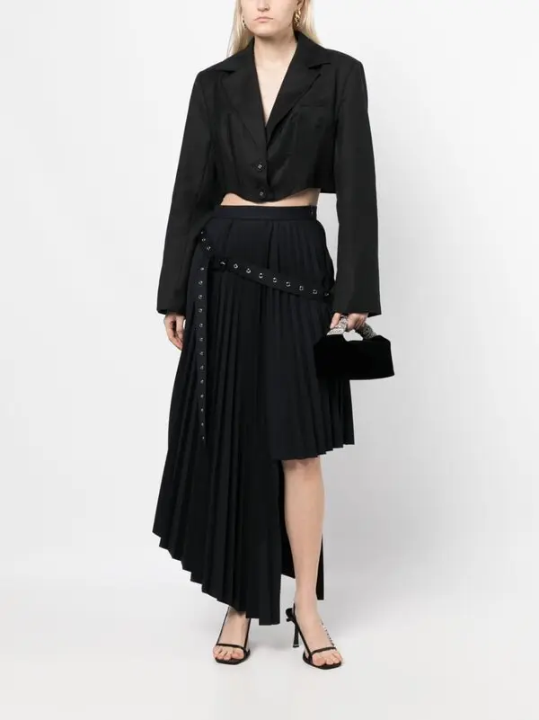 Rokh Belted Pleated Asymmetric Skirt In Blue - 53% Off | Editorialist