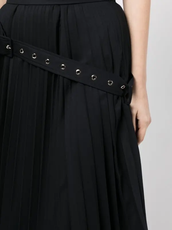 Rokh Belted Pleated Asymmetric Skirt In Blue - 53% Off | Editorialist