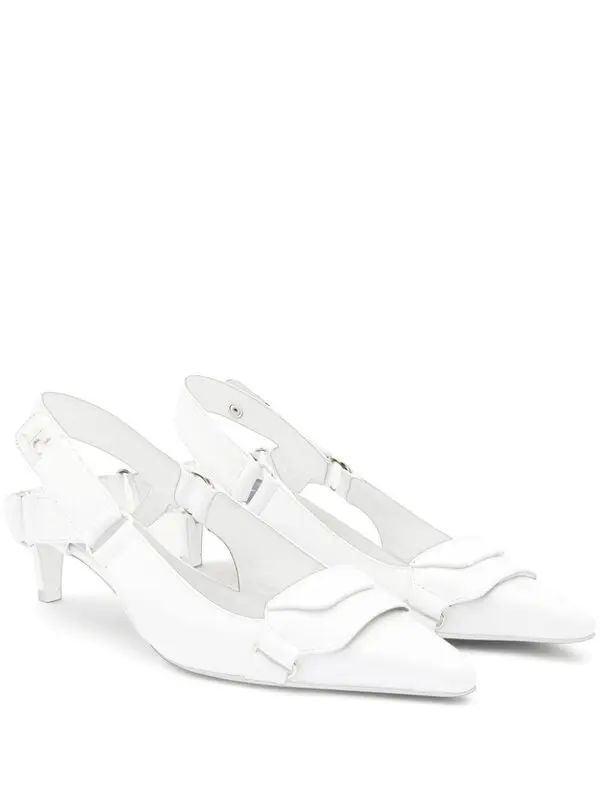 COURREGES Racer Leather Slingback Pumps - White
