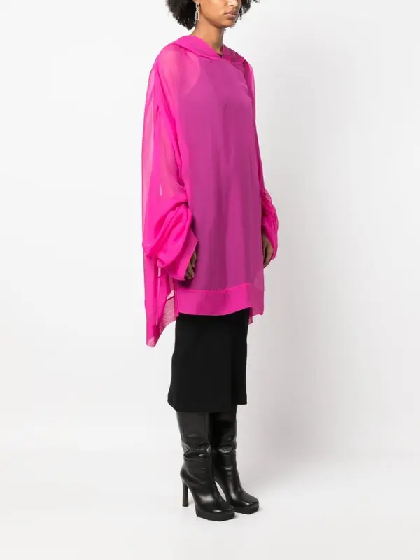 Rick Owens Sheer Tunic-Style Hooded Dress In Pink - 60% Off