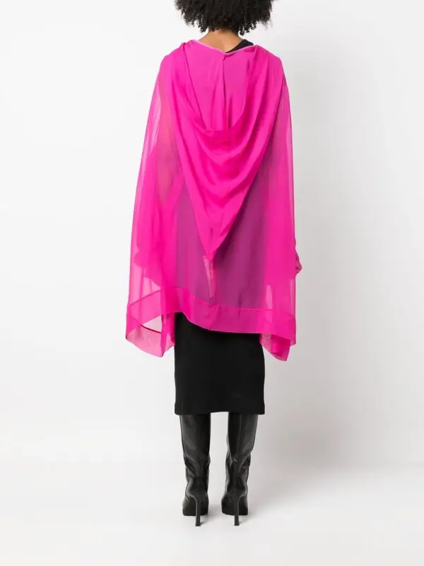 Rick Owens Sheer Tunic-Style Hooded Dress In Pink - 60% Off