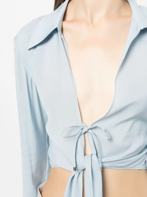 SYSTEM Tie-fastening Cropped Blouse