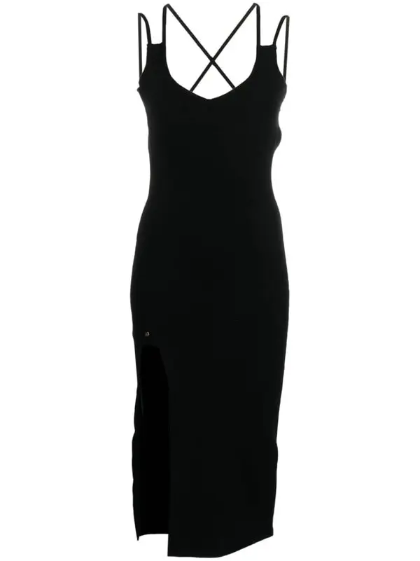 Nissa Open-Back Knitted Midi Dress - Black | Editorialist