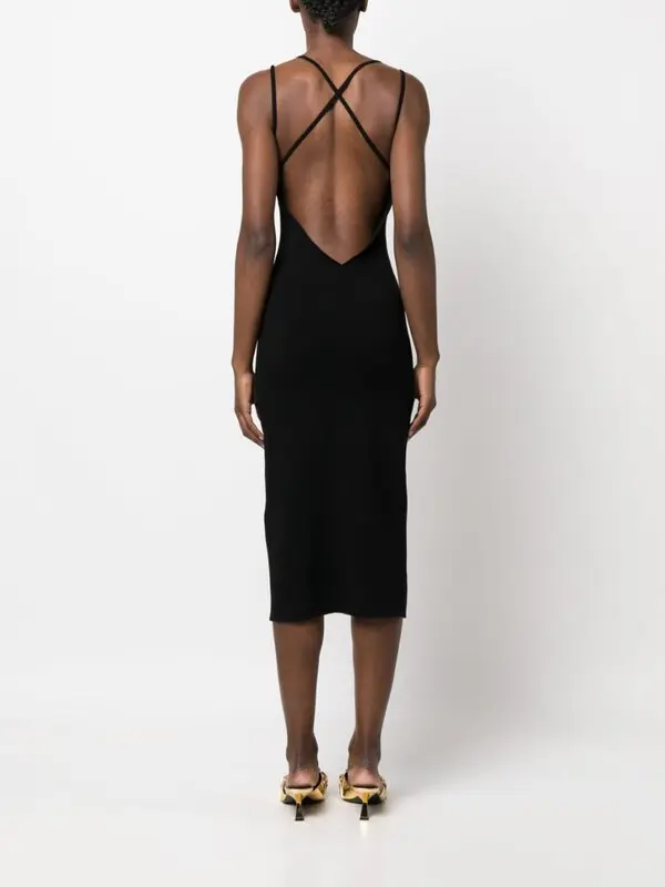 Nissa Open-Back Knitted Midi Dress - Black | Editorialist