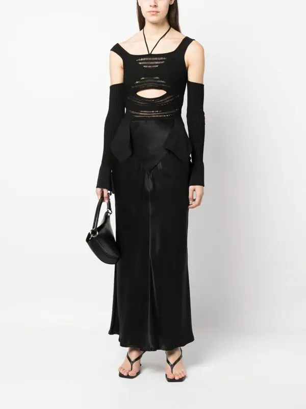 ANDREĀDAMO Cut-out Knitted Top - Black