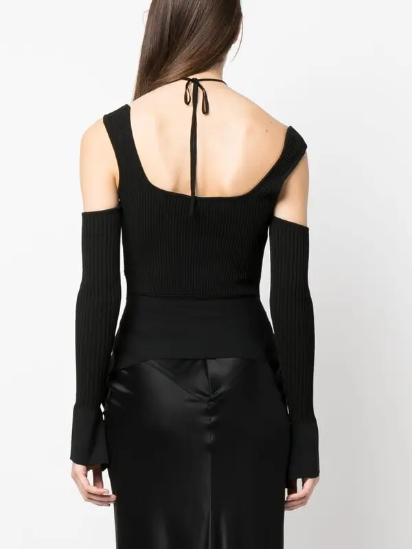 ANDREĀDAMO Cut-out Knitted Top - Black