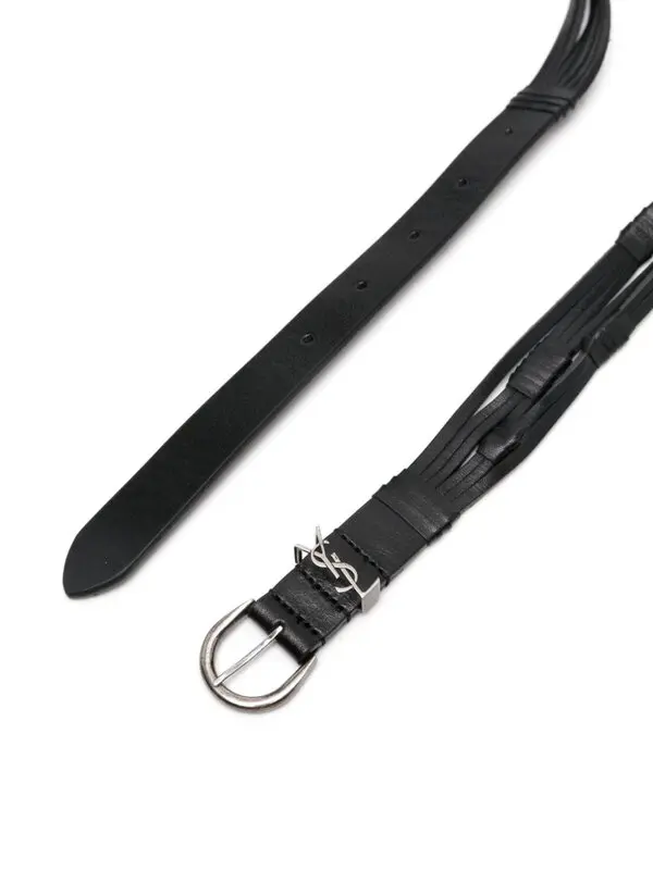 Saint Laurent Cassandre-plaque Leather Belt