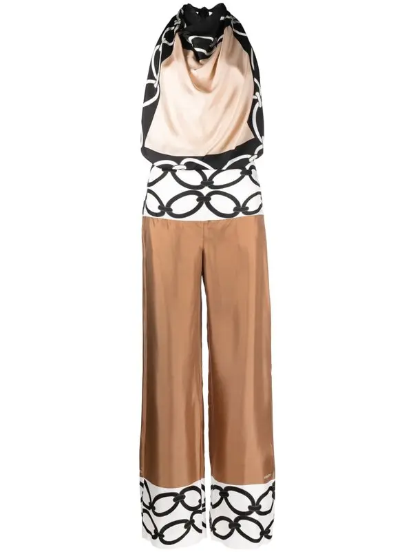 Valentino Garavani Chain 1967 Foulard Silk Jumpsuit - Neutrals