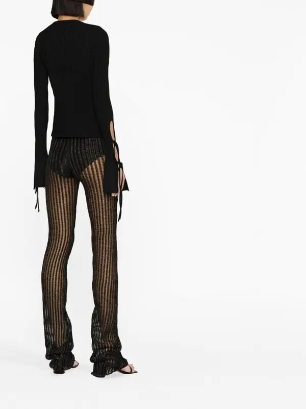ANDREĀDAMO Tie-fastening Knit Top - Black
