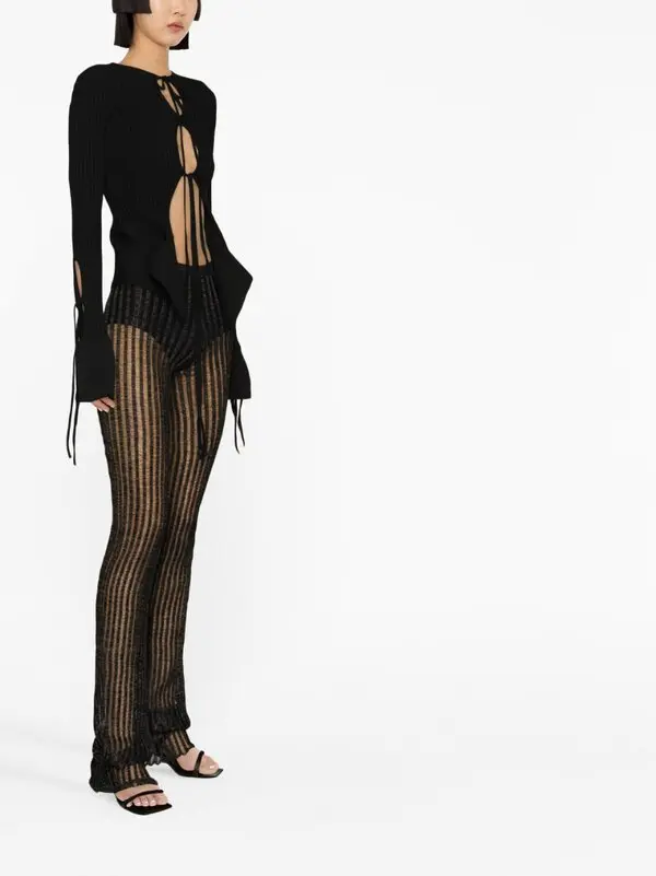 ANDREĀDAMO Tie-fastening Knit Top - Black