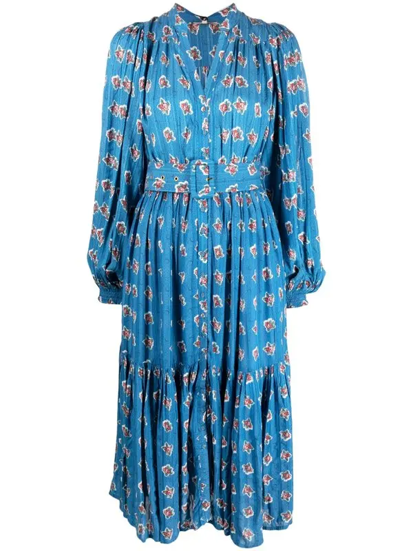 Bytimo Boho Roe-Print Midi Dre In Blue - 42% Off | Editorialist