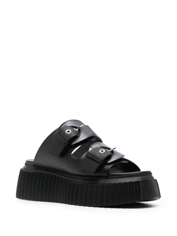 Agl Agatha Double-buckle Slippers - Black