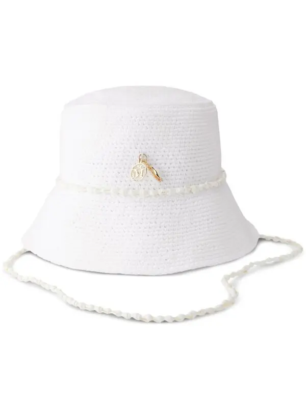 MAISON MICHEL Axel Shell-embellished Bucket Hat - White