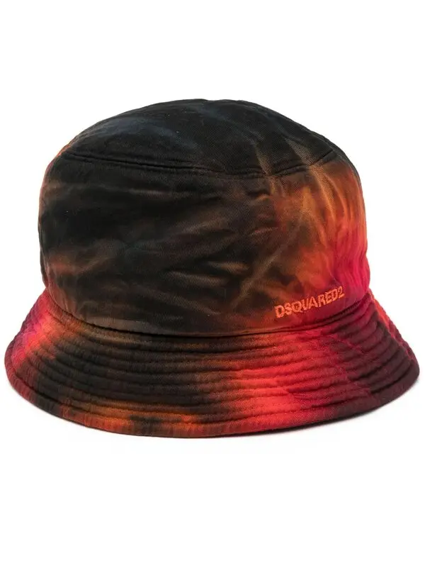 Dsquared2 Tie-dye Embroidered-logo Bucket Hat - Black