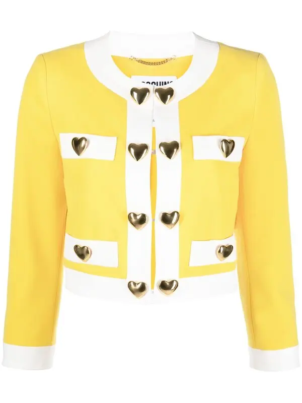 Moschino Heart-appliqué Cropped Jacket - Yellow