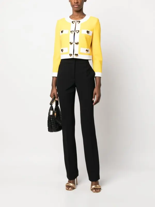 Moschino Heart-appliqué Cropped Jacket - Yellow