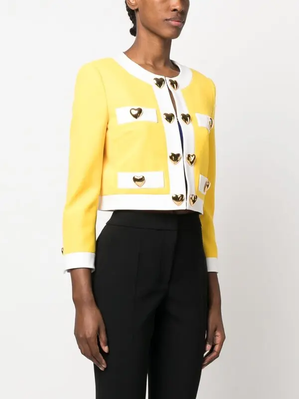 Moschino Heart-appliqué Cropped Jacket - Yellow