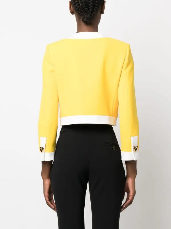 Moschino Heart-appliqué Cropped Jacket - Yellow