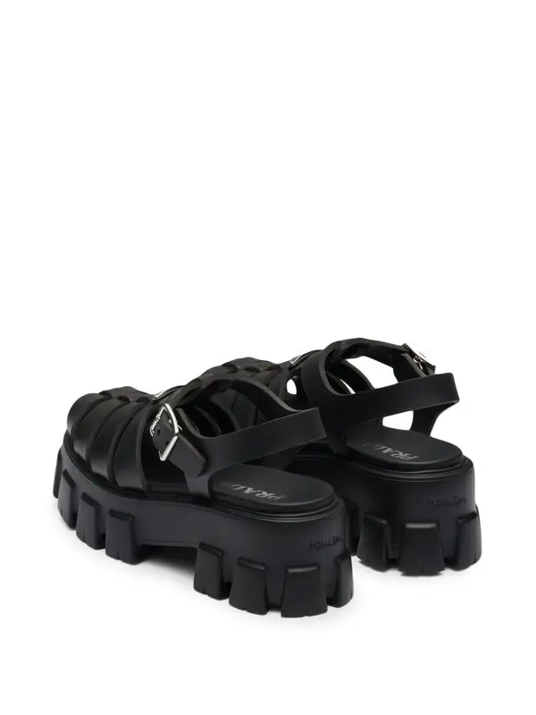 Prada 70mm Monolith Caged Rubber Sandals - Black | Editorialist