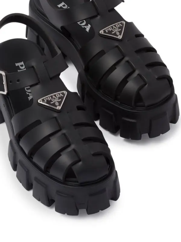 Prada 70mm Monolith Caged Rubber Sandals - Black
