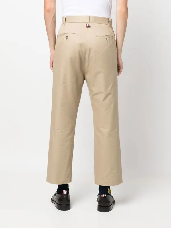 Thom Browne Cropped Cotton Chinos - Brown