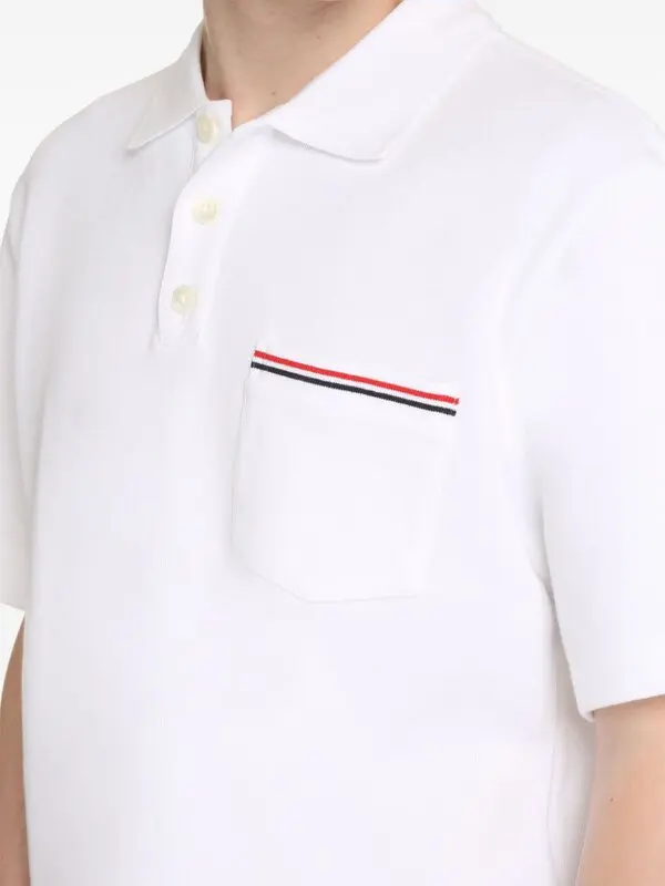 Thom Browne Rwb-stripe Cotton Polo Shirt - White