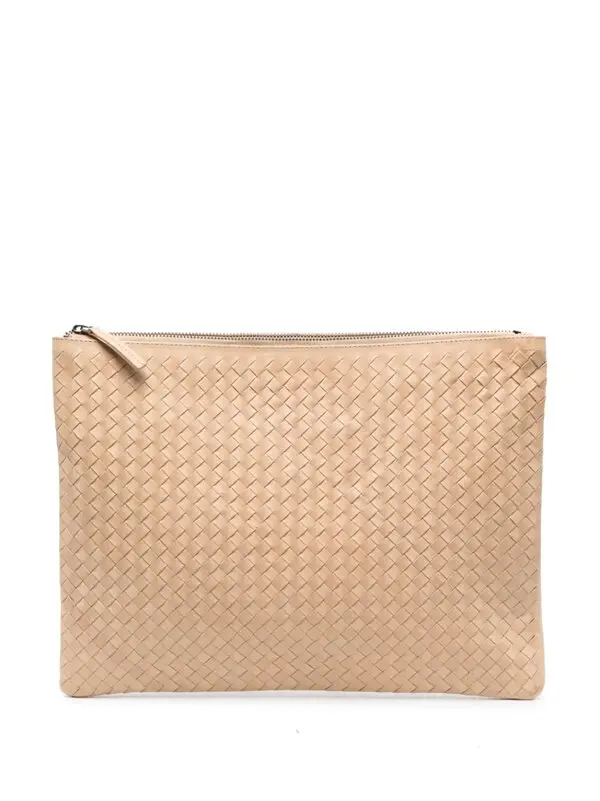 Dragon Diffusion Woven Leather Clutch Bag - Neutrals