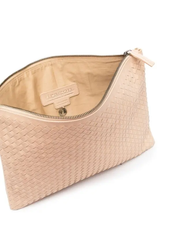 Dragon Diffusion Woven Leather Clutch Bag - Neutrals