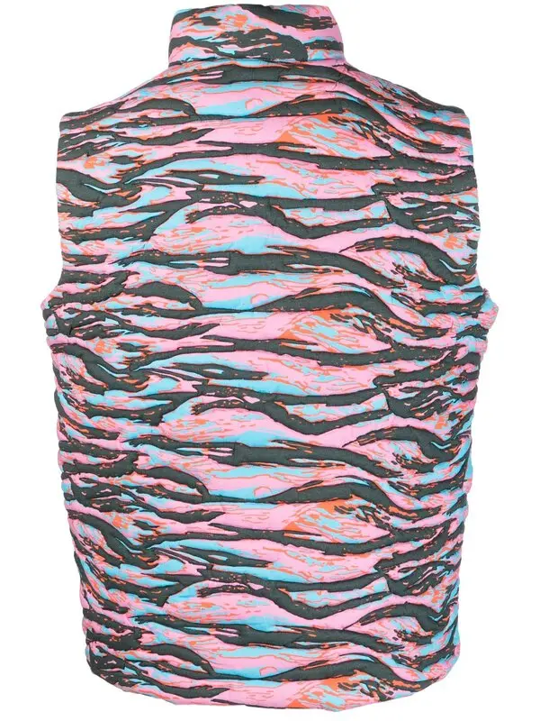 ERL Camouflage-print Quilted Puffer Gilet - Pink