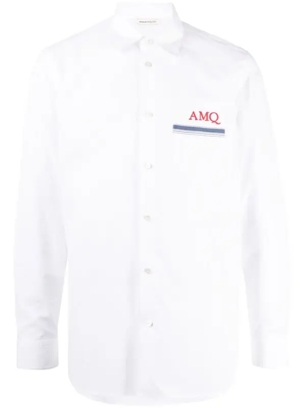 Alexander McQueen Embroidered Monogram Logo Shirt - White