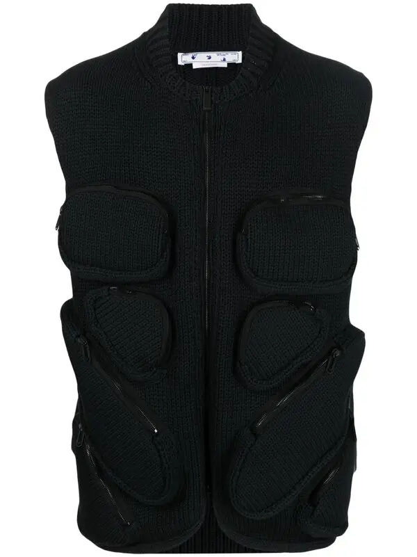 Off-White Multipockets Waffle-knit Gilet
