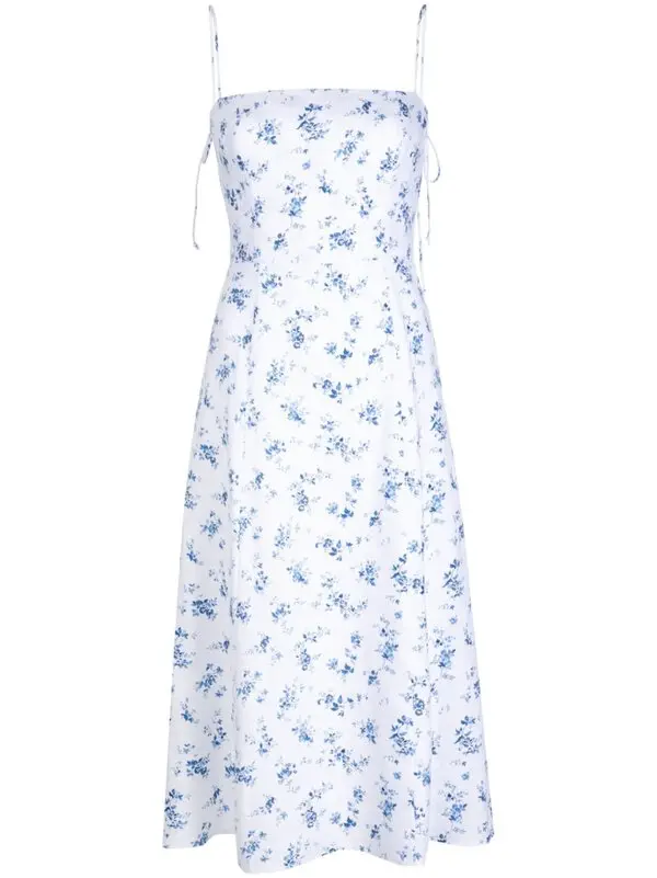 Reformation Christen Floral-Print Linen Dress In White - 30% Off |  Editorialist