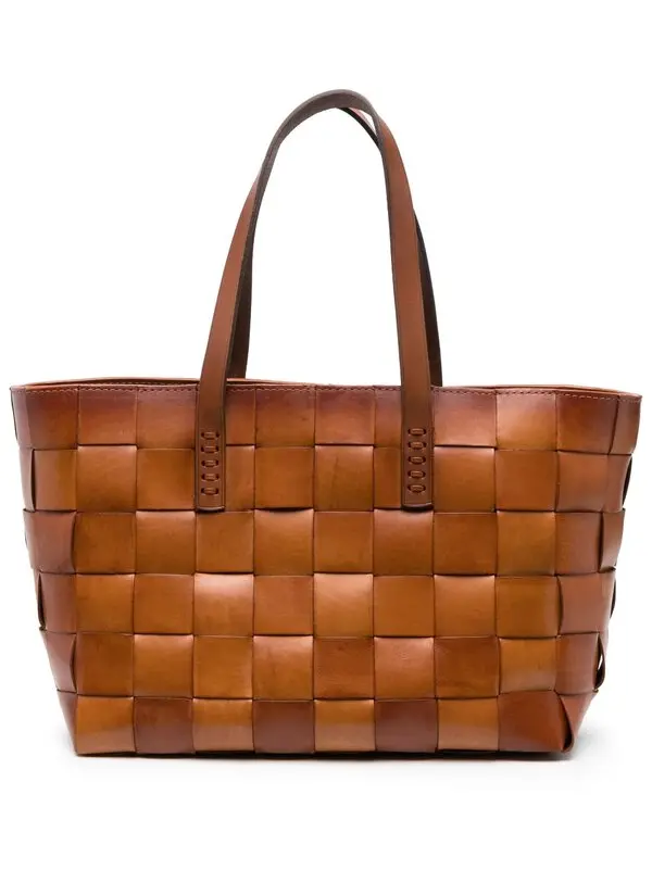 Dragon Diffusion Woven Leather Tote Bag - Brown