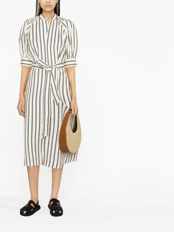 Ralph Lauren Striped Mulberry Silk Shirt Dress - Neutrals | Editorialist
