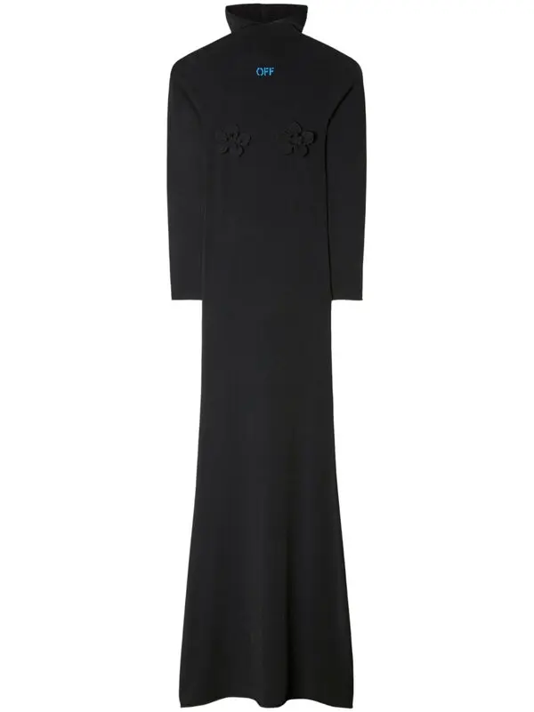 Off-White Floral-appliqué Hooded Maxi Dress